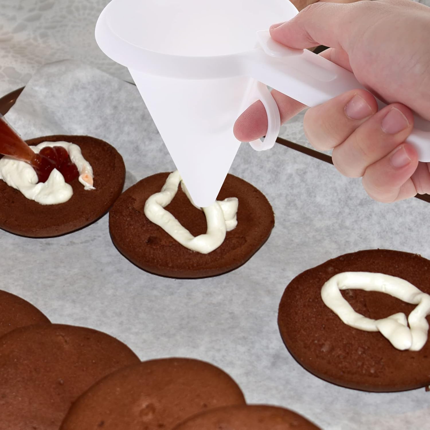 Mobestech 2 unids embudo de peso crema dispensador de panqueques embudo gomoso oso molde ...