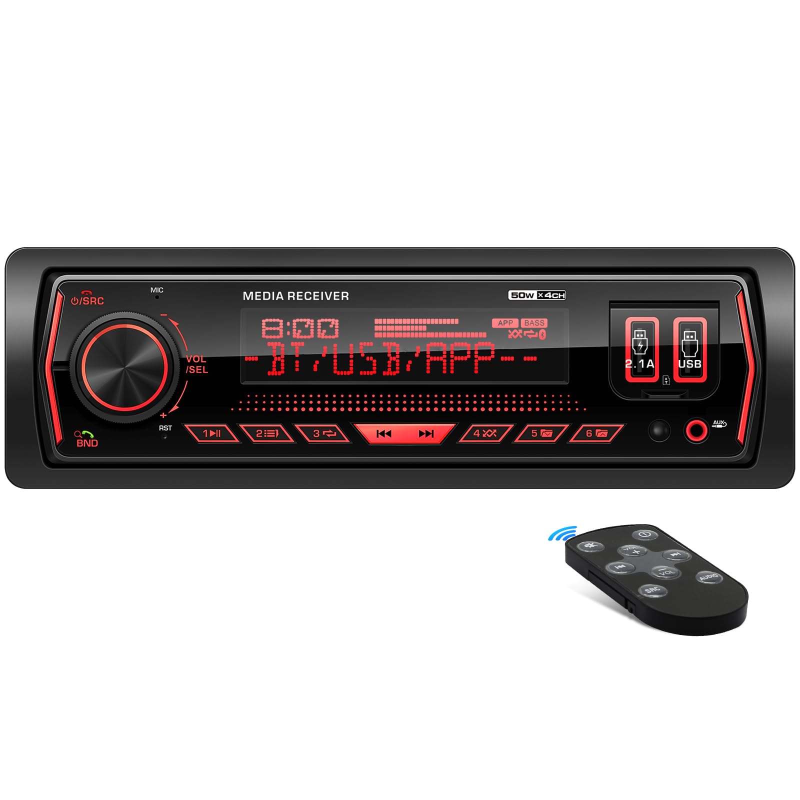 Amazon.com: Single Din Car Stereo Receiver: Bluetooth Car Radio System ...