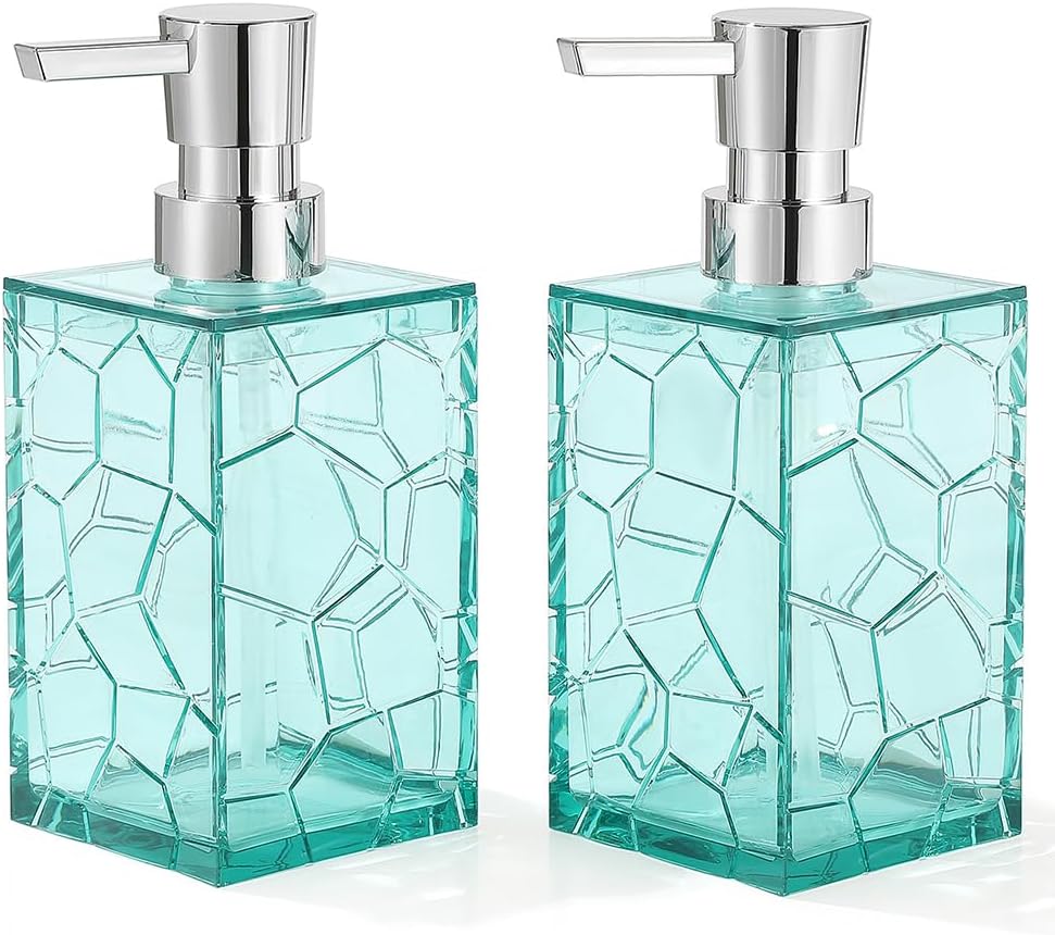 Amazon.com: 2 Pack Clear Teal Blue Rust Proof Soap Dispenser, Acrylic ...