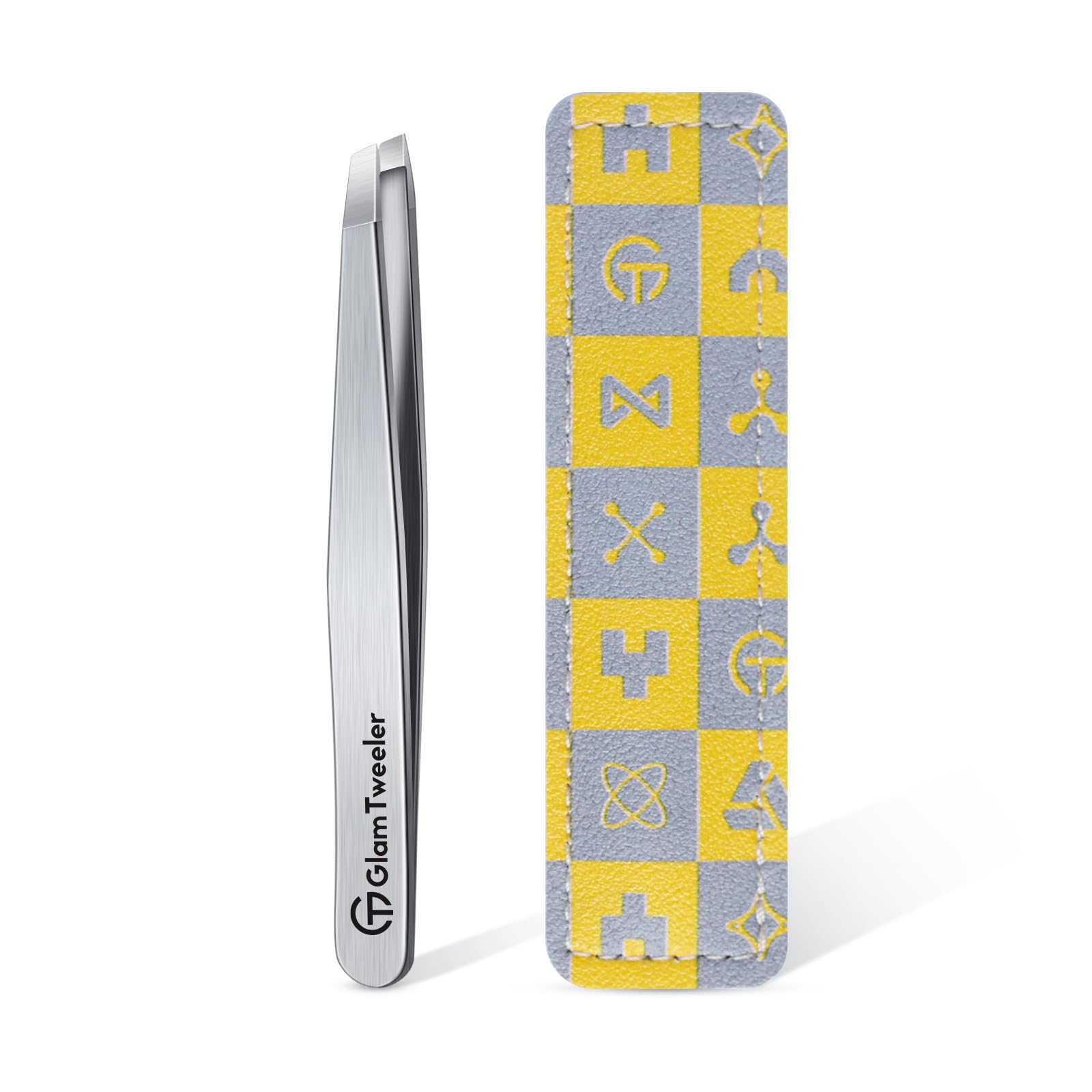 Amazon.com : Expert Slant Tip Tweezers with Leather Case, GlamTweeler ...
