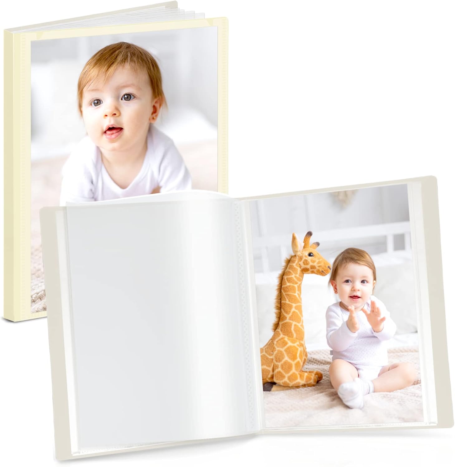 Amazon.com: CRANBURY Small Photo Album 5x7 (Ivory), 2-Pack Plastic ...