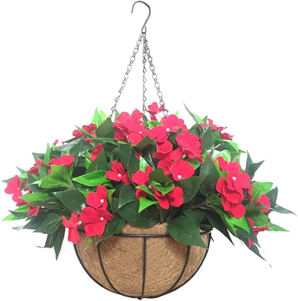 Amazon.com: Lopkey Lifelike Silk Haning Silk Artificial Impatiens ...