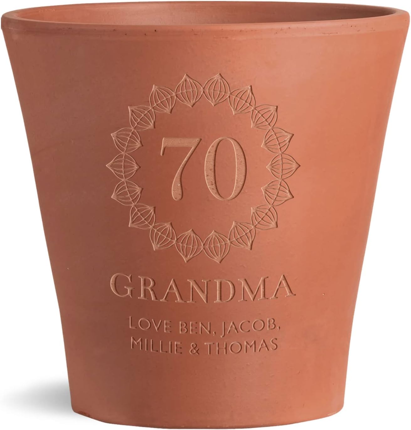 Letterfest Personalised 70th Birthday Terracotta Engraved Flower Pot ...