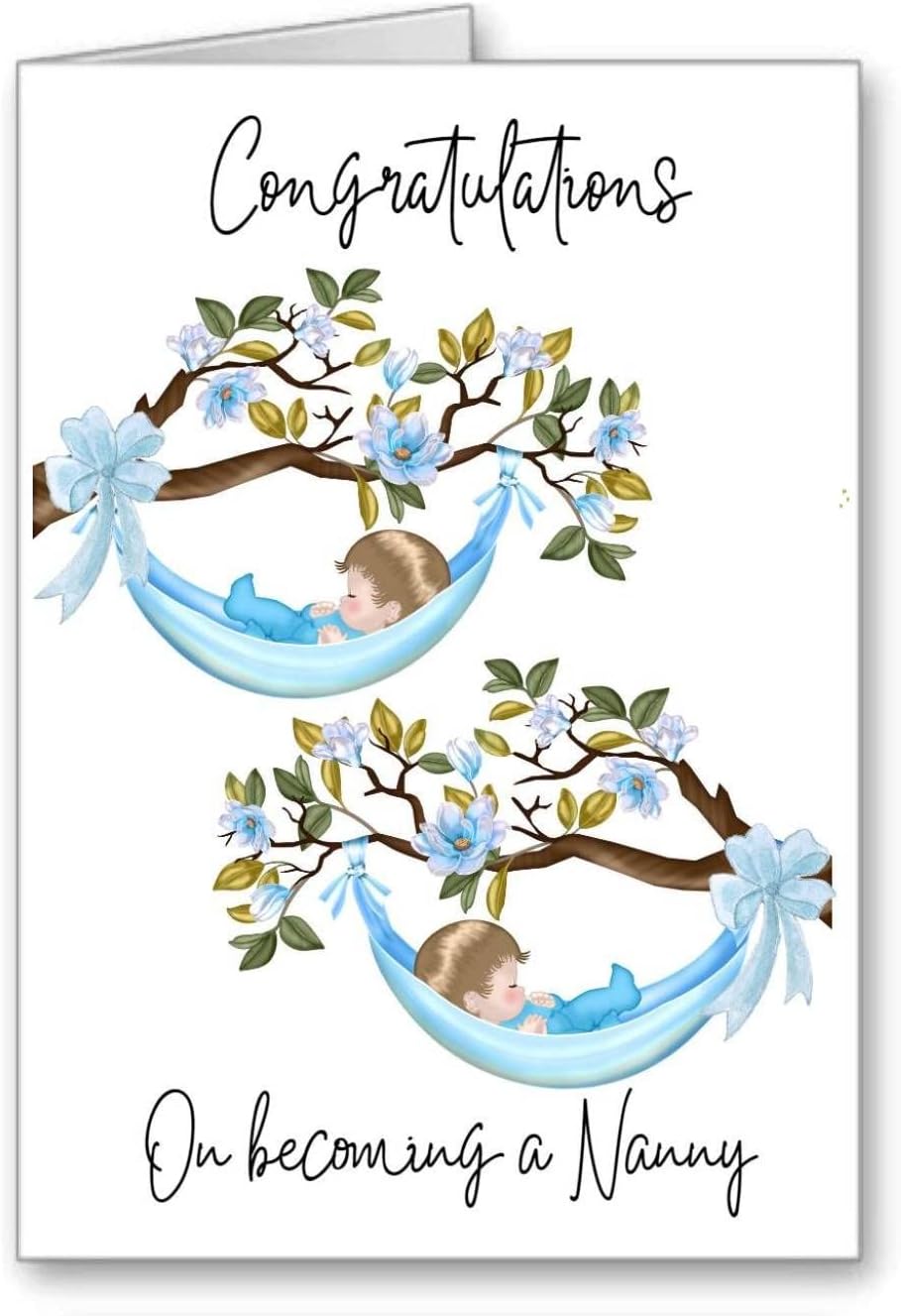Congratulations On Becoming A Nanny Card Twin baby Boys (envelope ...