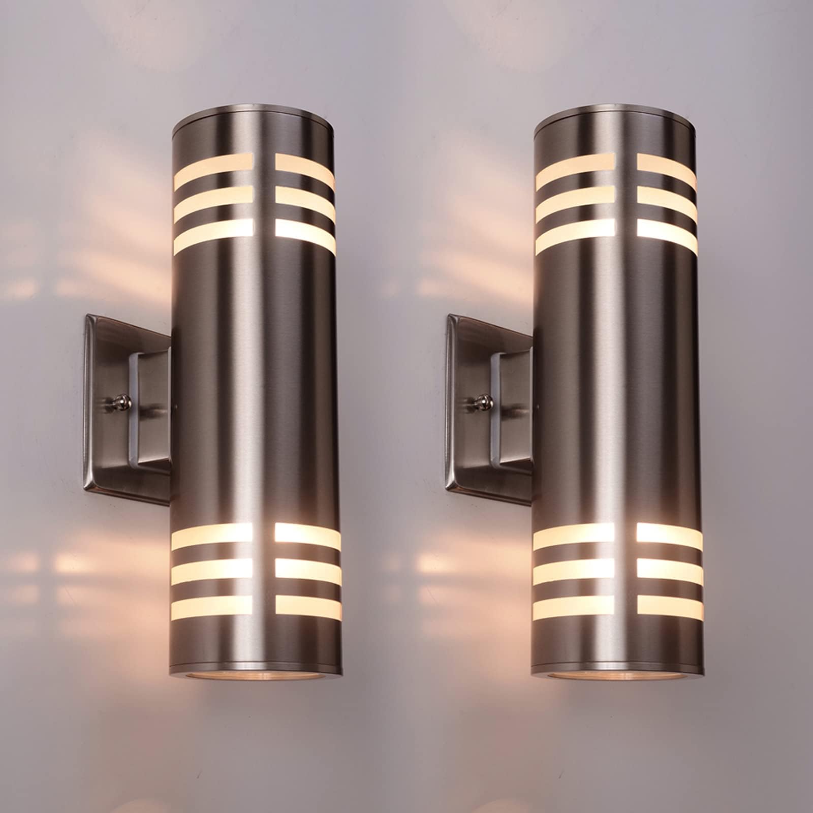 2 Pack Outdoor Wall Sconce, Waterproof Wall Light Fixture, Cylinder ...