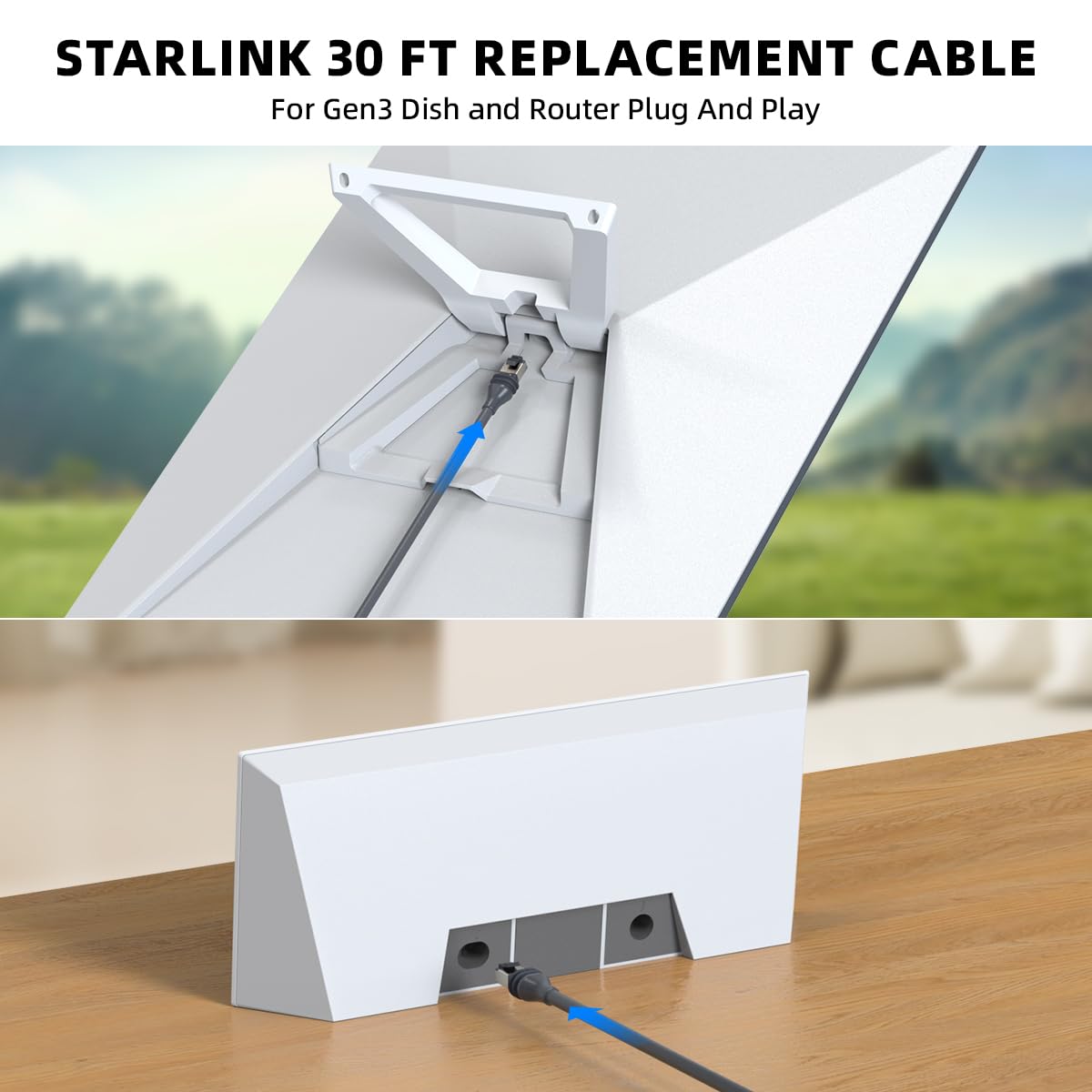Snapklik.com : 30FT Starlink Gen 3 Cable,Waterproof Satellite Starlink ...