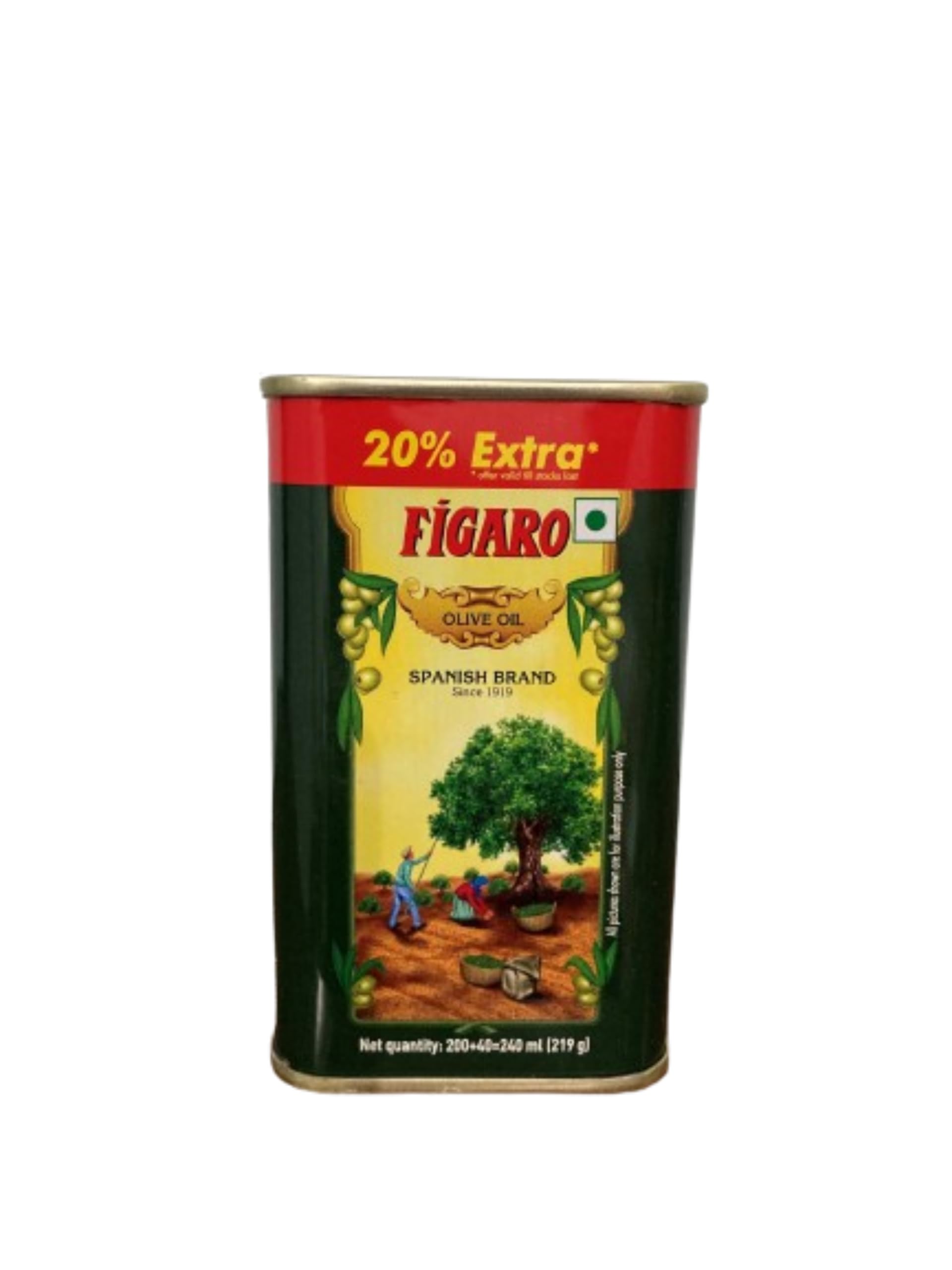 Figaro Olive Oil- Pure Olive Oil (200ml + 40ml = 240ml) Tin | 20% Extra ...