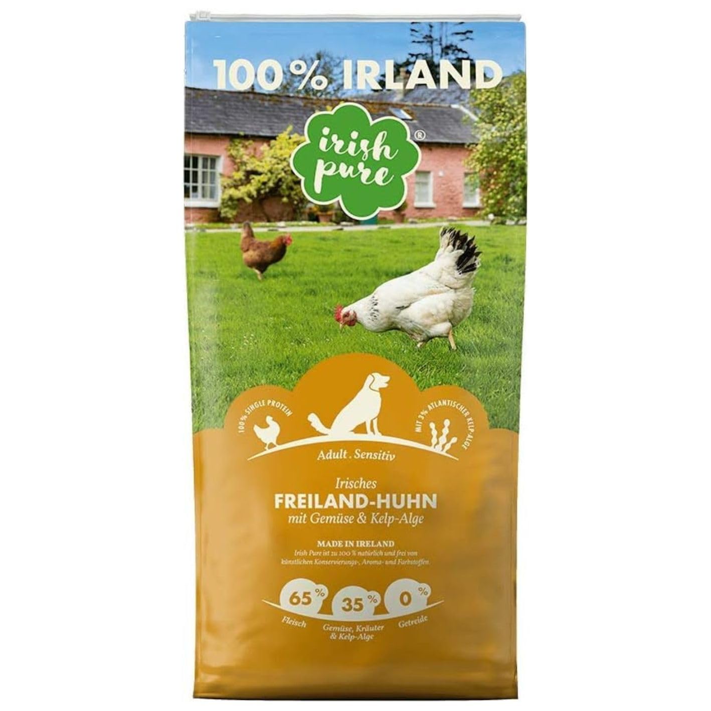 Irish Pure Trockenfutter Adult | 12kg | Freiland-Huhn mit Kelp-Alge ...