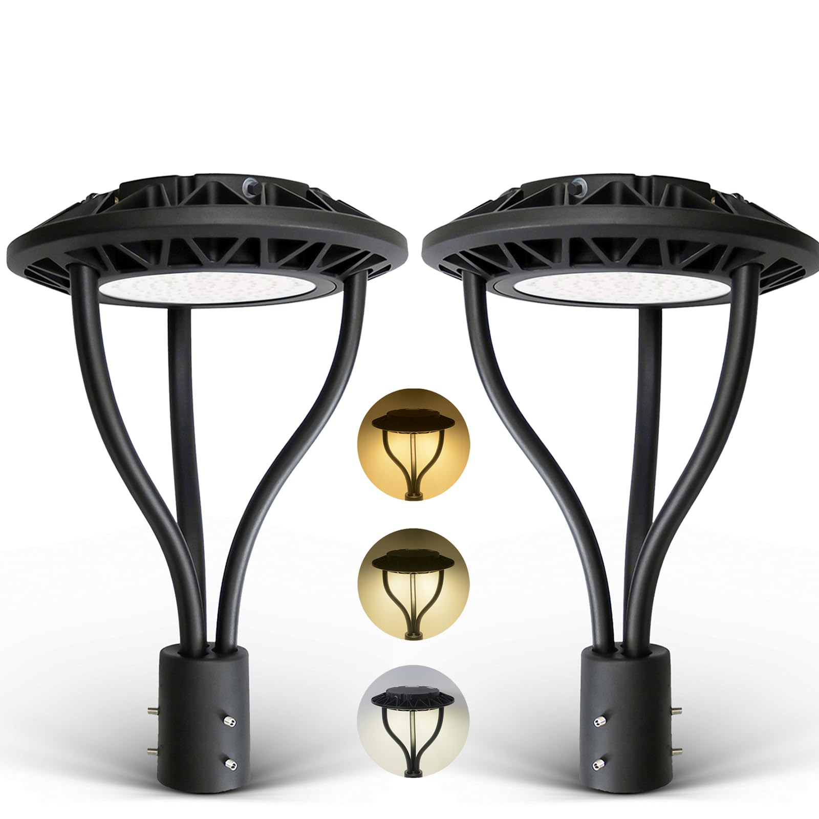 2 Pack LED Post Top Light with Dusk to Dawn Photocell, 3CCT 3000K-4000K ...