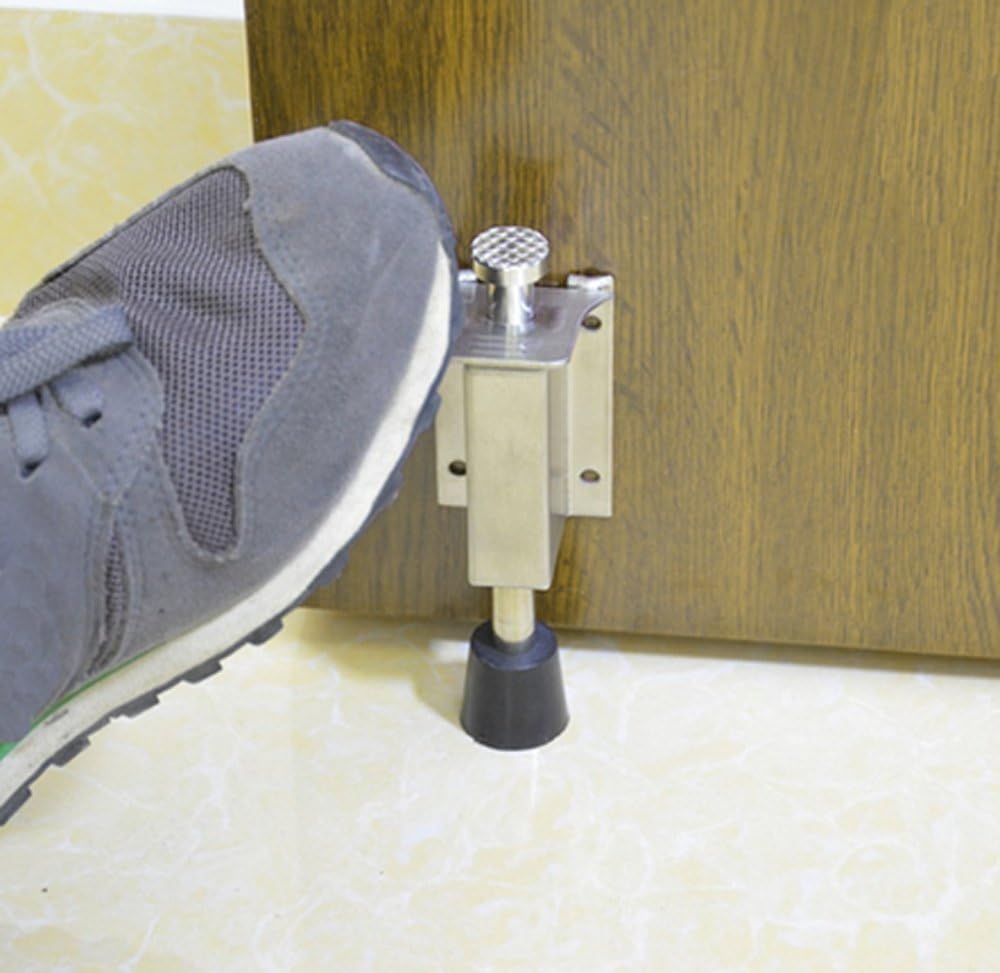 Amazon.com: Stainless Steel Door Stopper Spring Loaded Telescopic Step ...