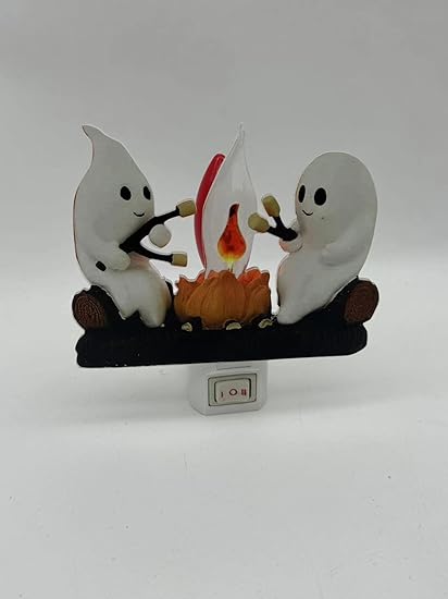 FULIXIHA 1Pack Ghost Campfire Flickering Nightlight for Halloween Indoor Decoration Spooky Ghost ...