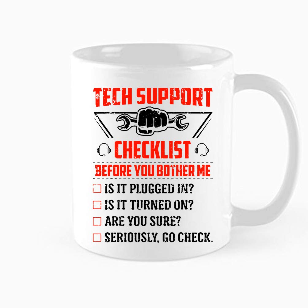 Buy Funny Tech Support Checklist Helpdesk Hotline Coffee & Tea Gift Mug ...