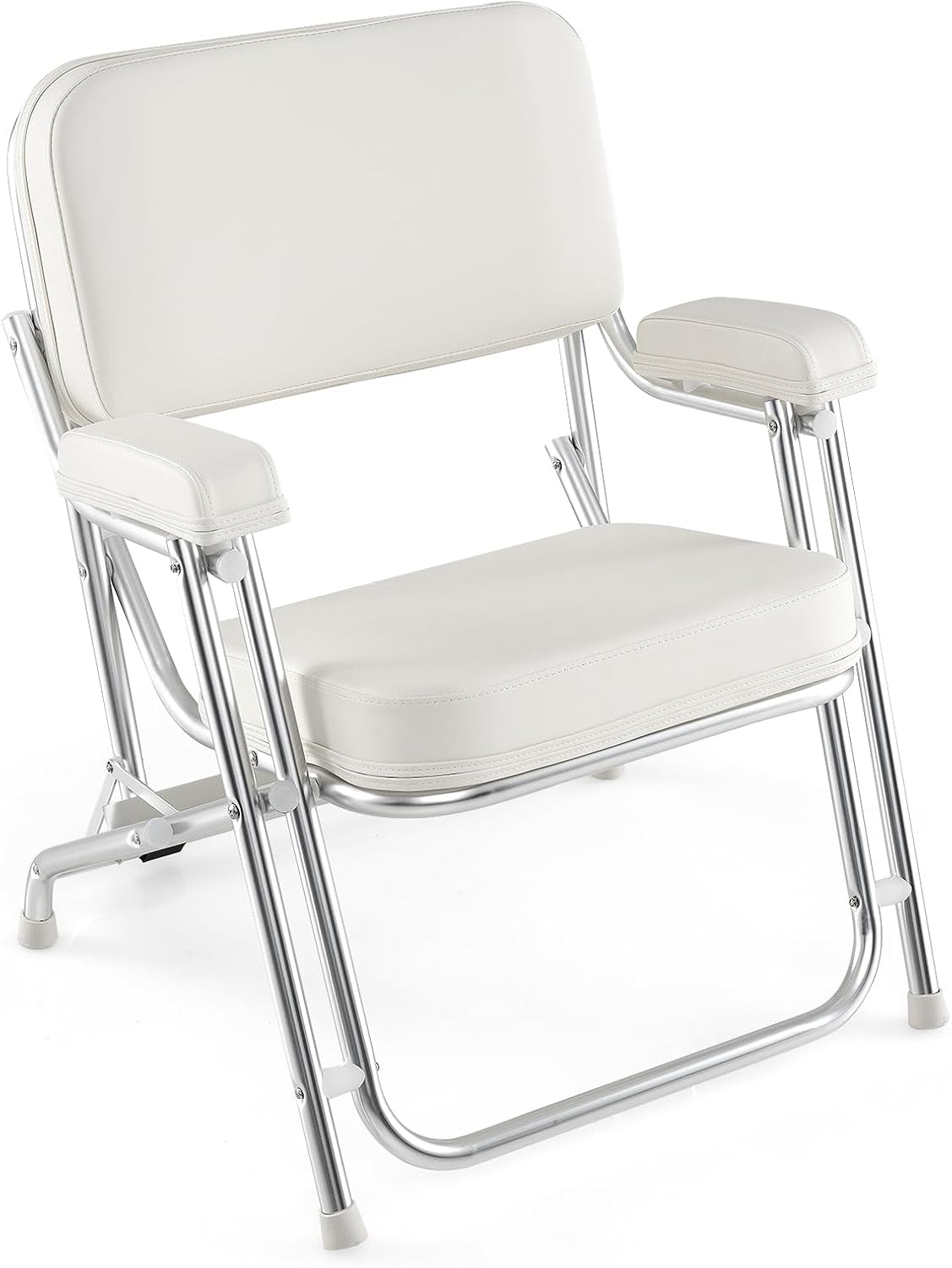 Goplus Folding Deck Chair, Aluminum Boat Seat w/Upholstered Seat, Soft ...