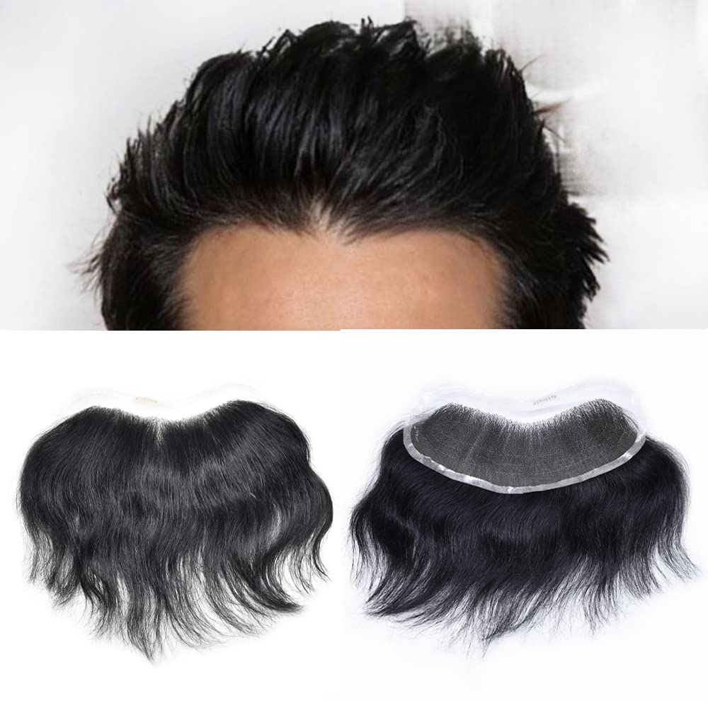 Amazon.com : Mens Frontal Hair Piece,Mens Forehead Hairline Toupee V ...