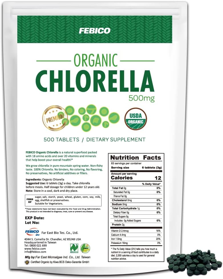 Amazon.com: Piping Rock Chlorella | 1000mg | 120 Tablets | Blue-Green ...