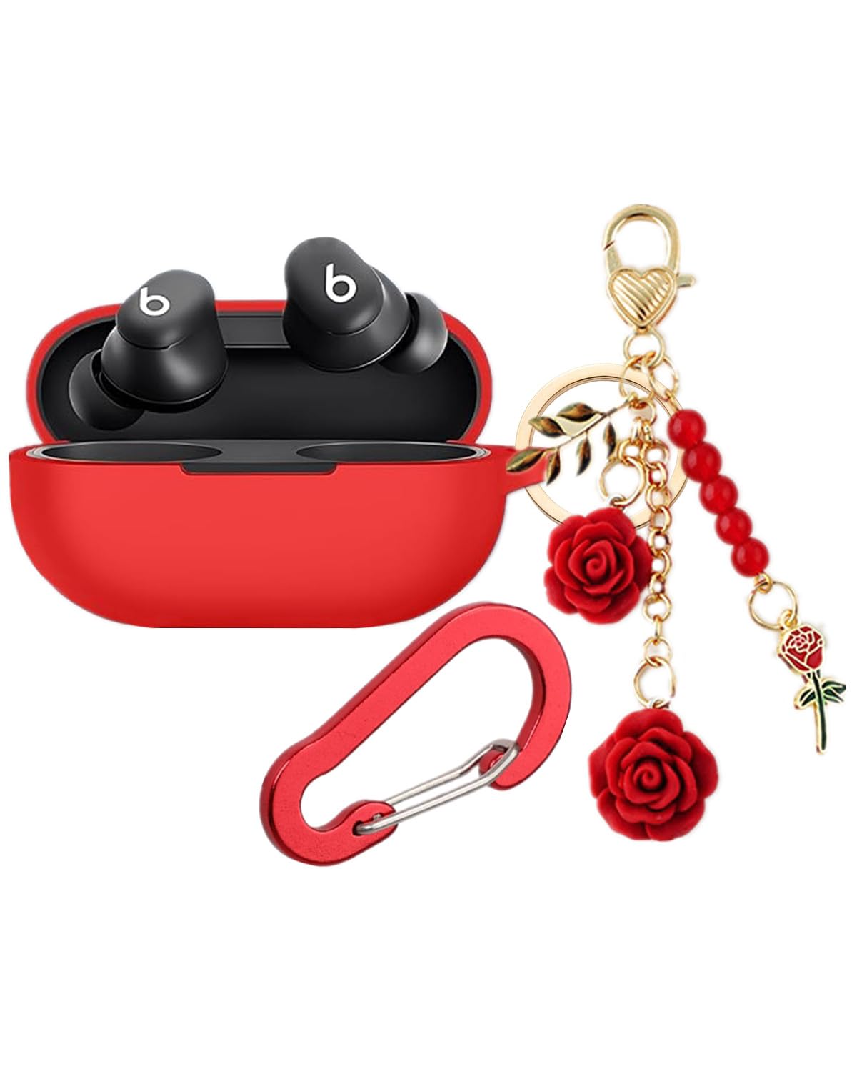 Amazon.com: Case for Beats Solo Buds Case Cover with Flower Keychain ...
