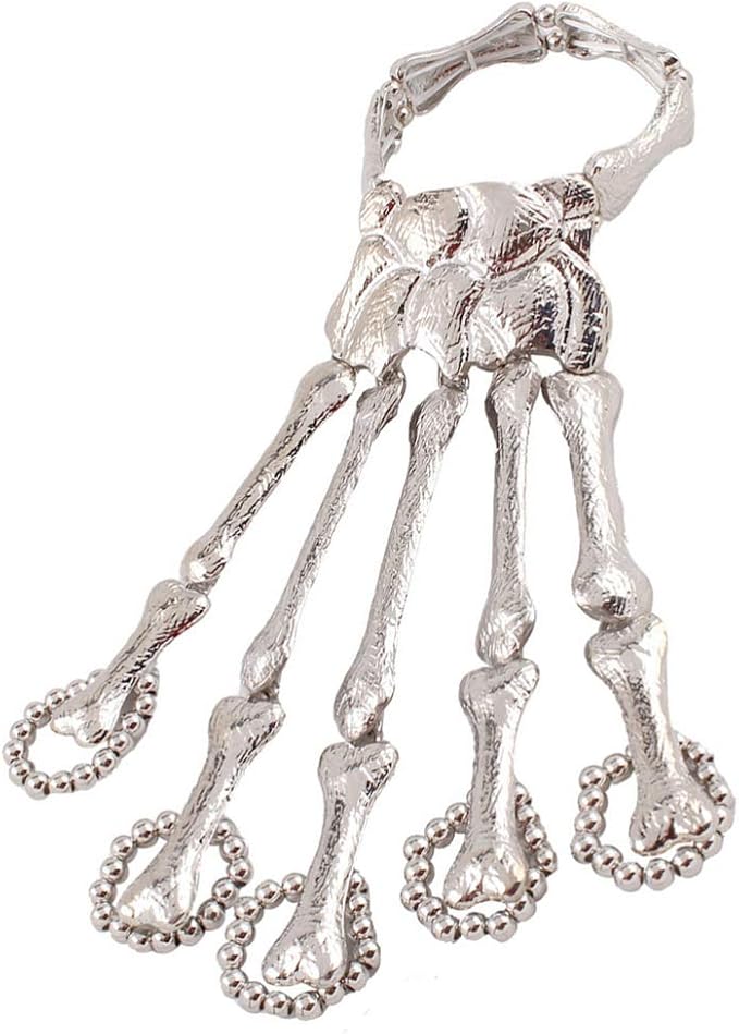 Amazon.com: KESYOO Halloween Skull Skeleton Finger Bracelet with Ring ...