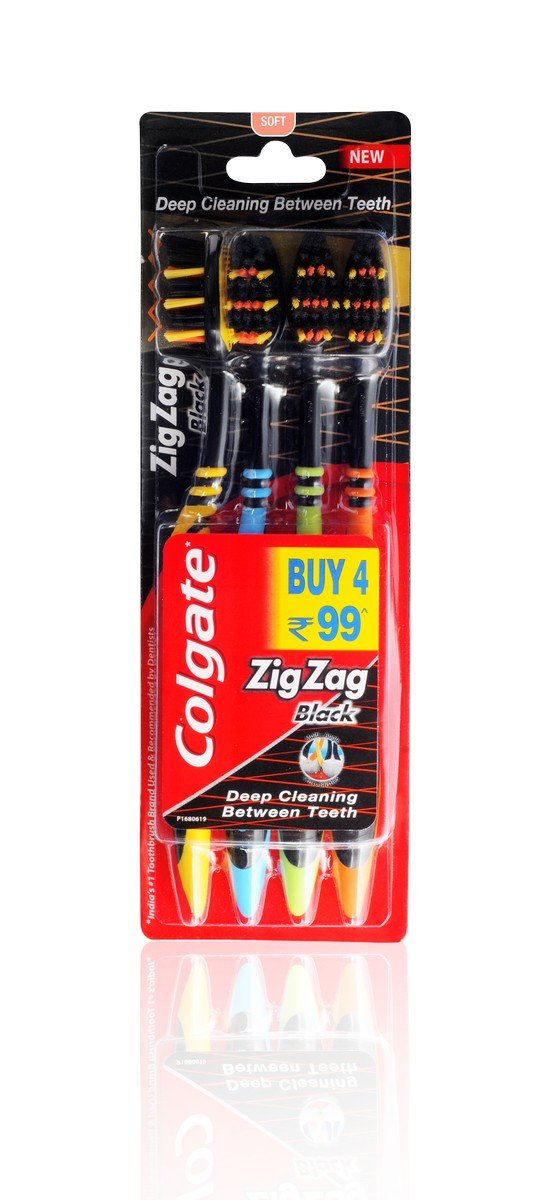 Buy Colgate Zig Zag Black Soft Toothbrush Saver Pack - 4 Brushes Online ...