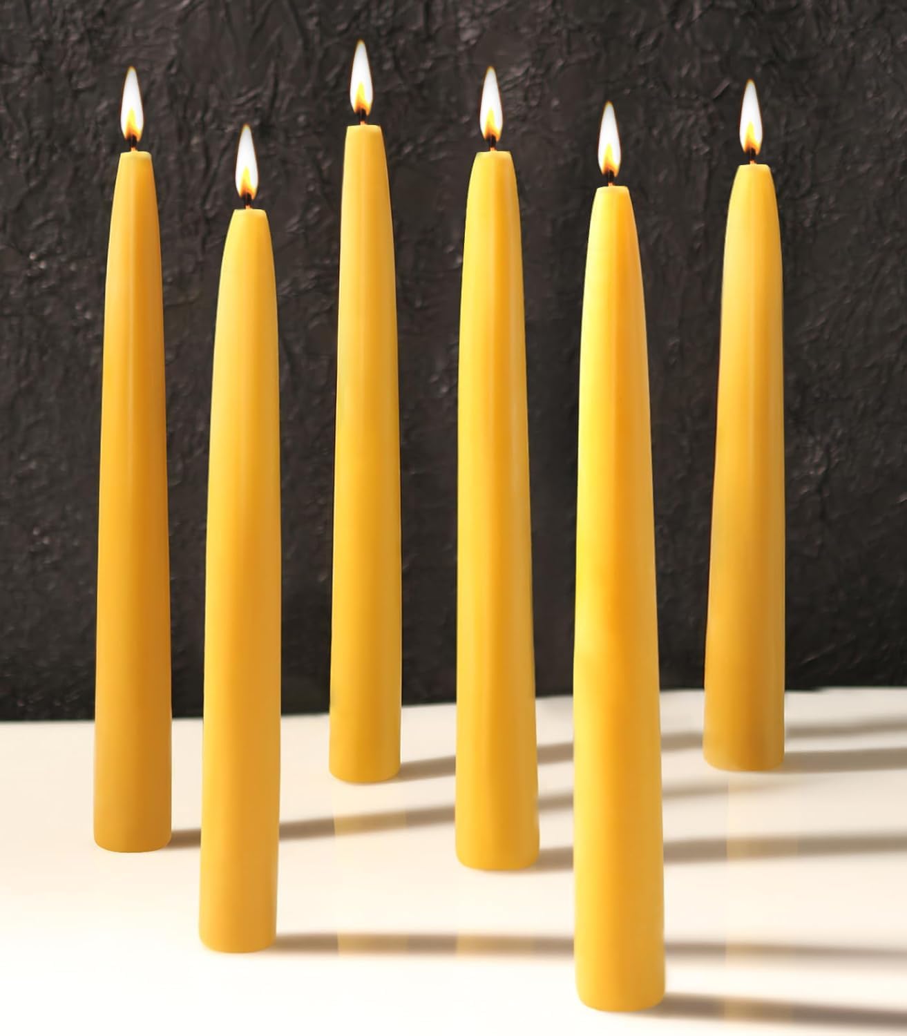 Amazon.com: 6 Packs Natural Beeswax Taper Candles- 8 inch Beeswax ...