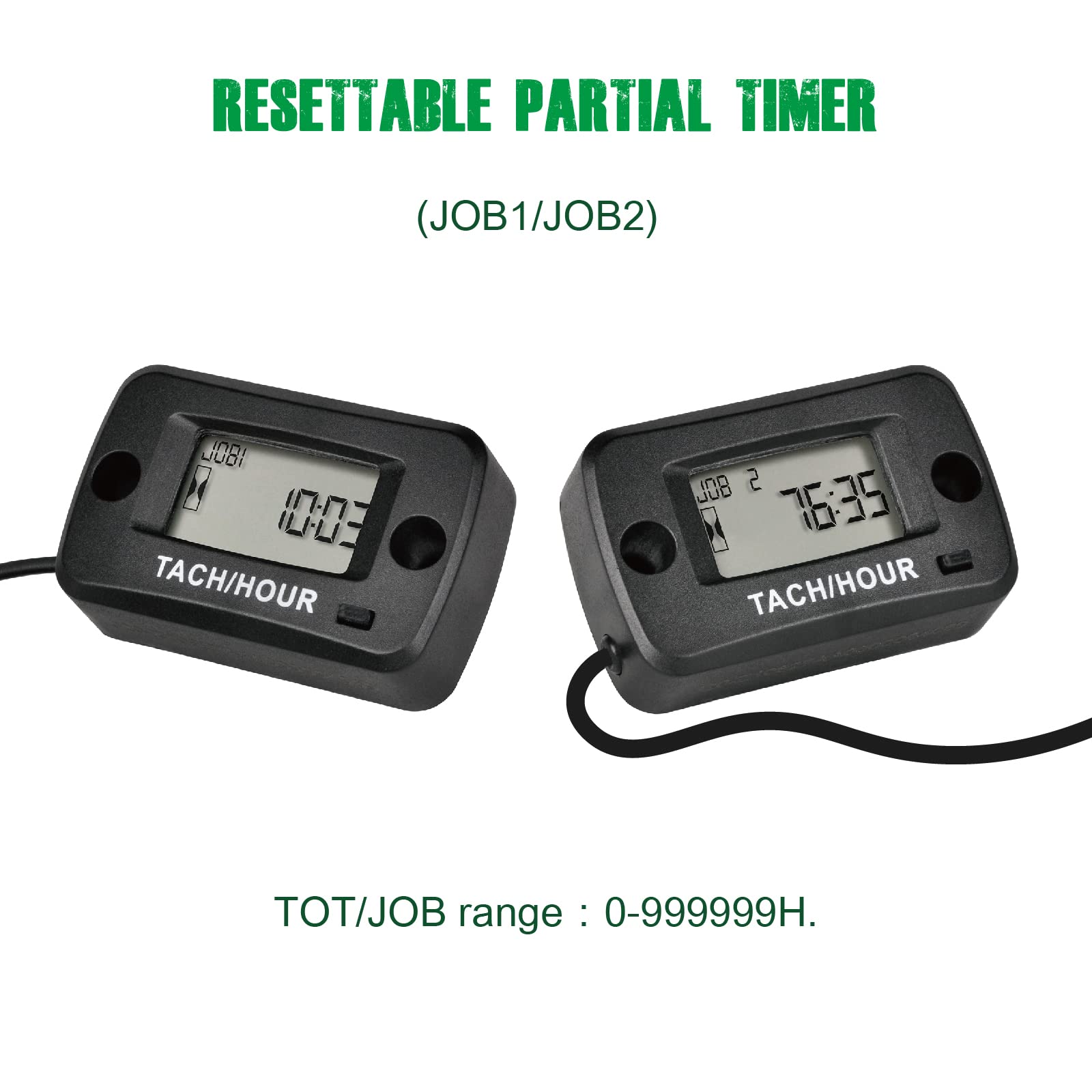 Small Engine Hour Meter Tachometer Yooreal Digital Engine Temperature ...