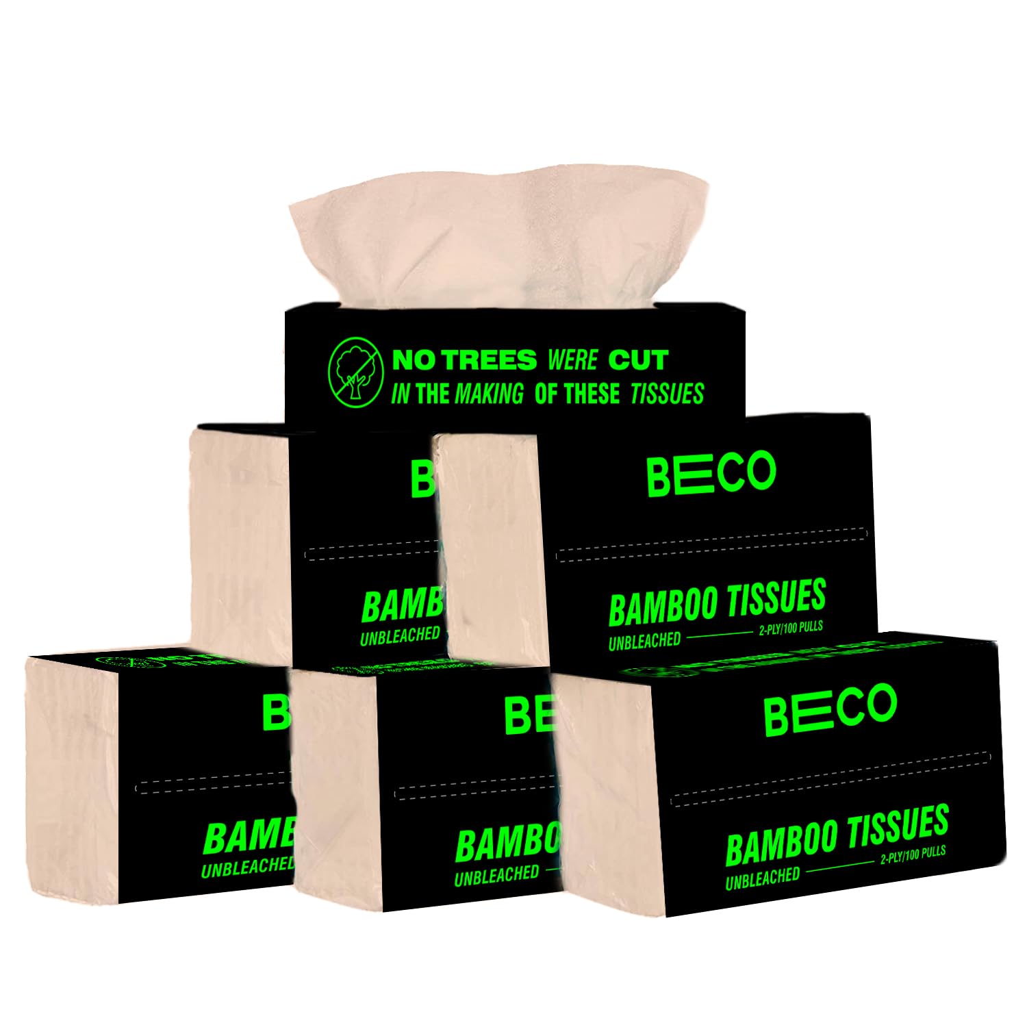 Beco Bamboo Super Soft Facial Tissue 100 Pulls (Pack of 6), 600 Pulls 2 ...