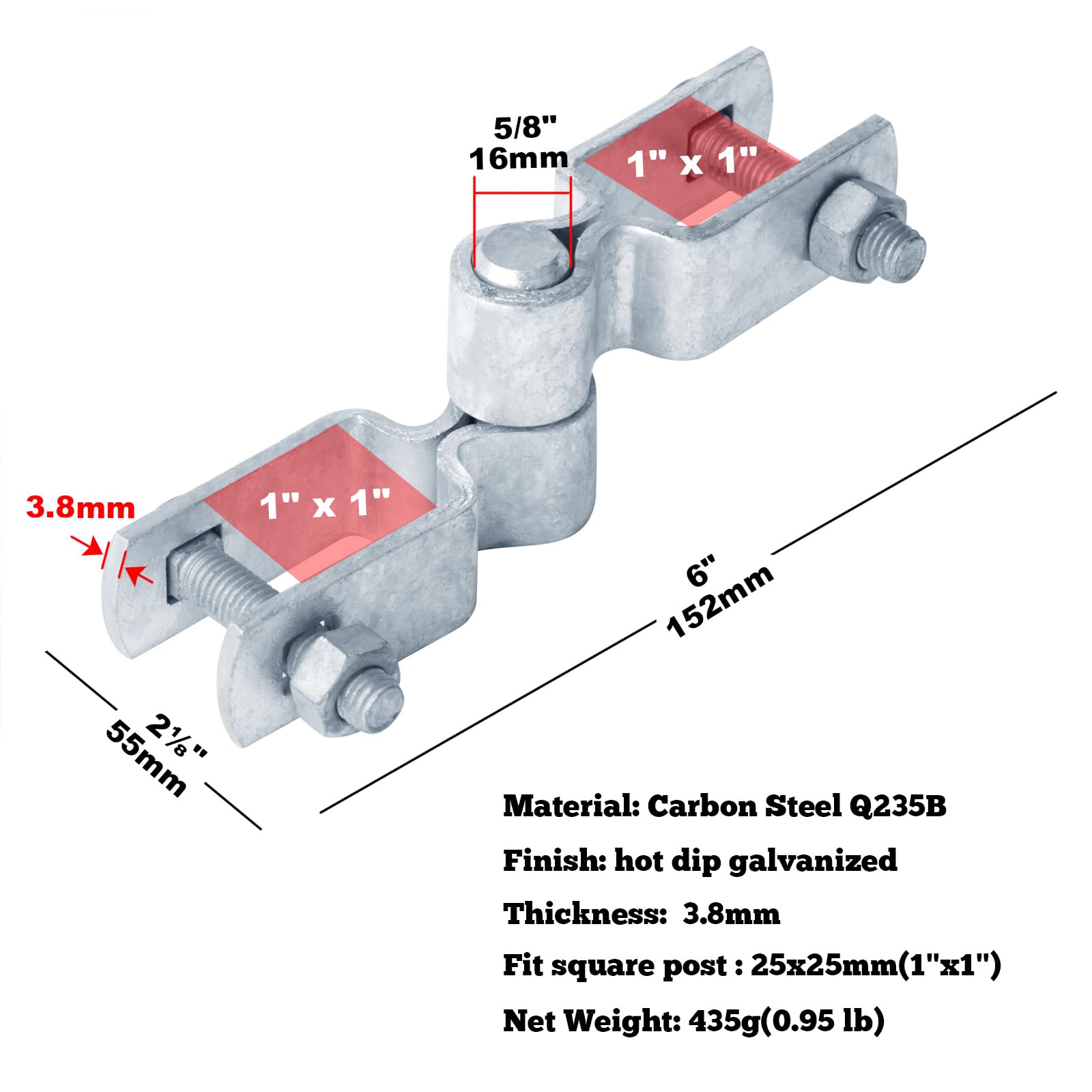 Snapklik.com : 4 Pairs 1" X 1" X 5/8" Square Chain Link Fence Gate ...