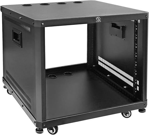 RIVECO POMU 9U Network & Stereo Rack with Caster Wheels, Rolling Server ...