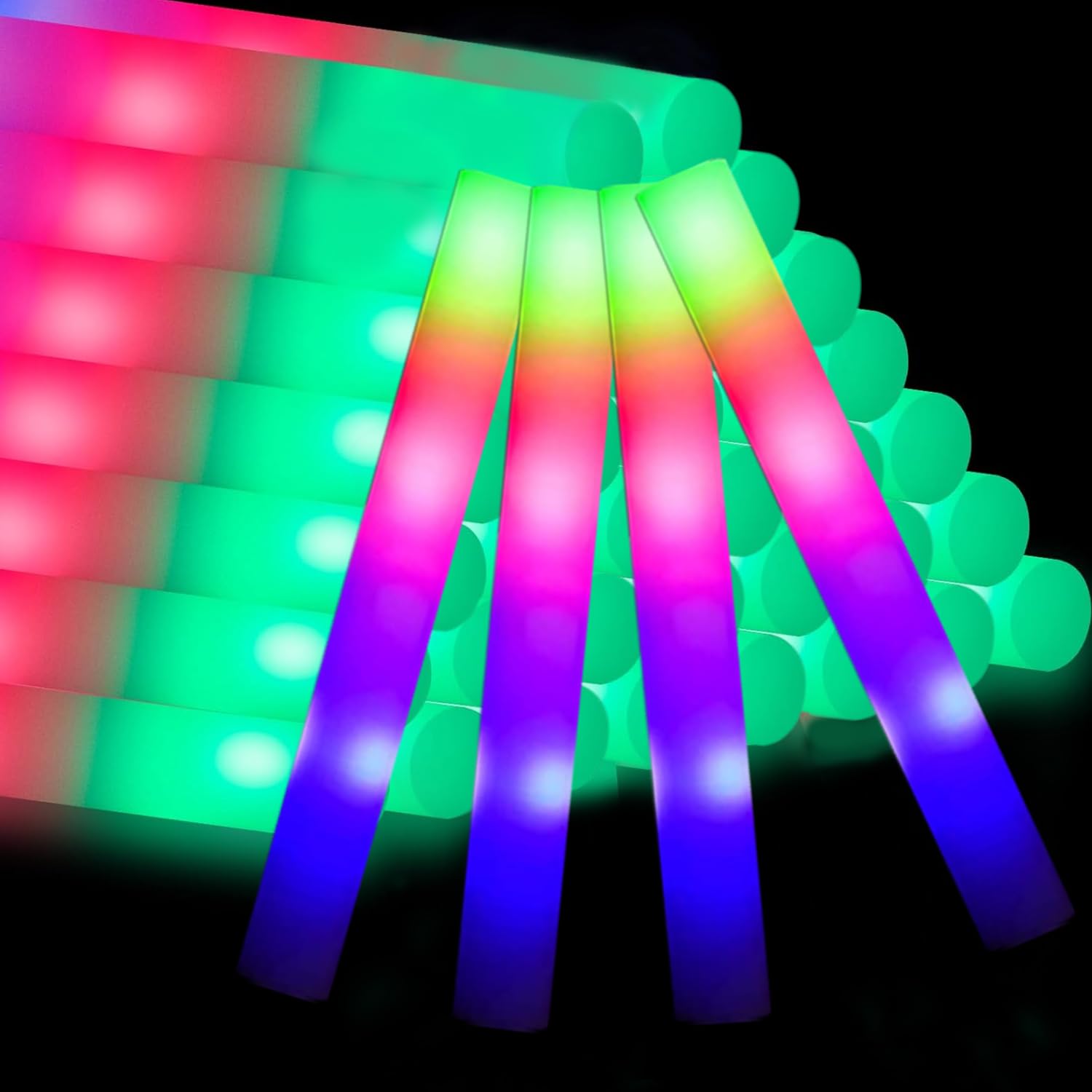 Marspeeder Foam Glow Sticks for Wedding 100 Pcs Glow Foam Sticks, LED ...