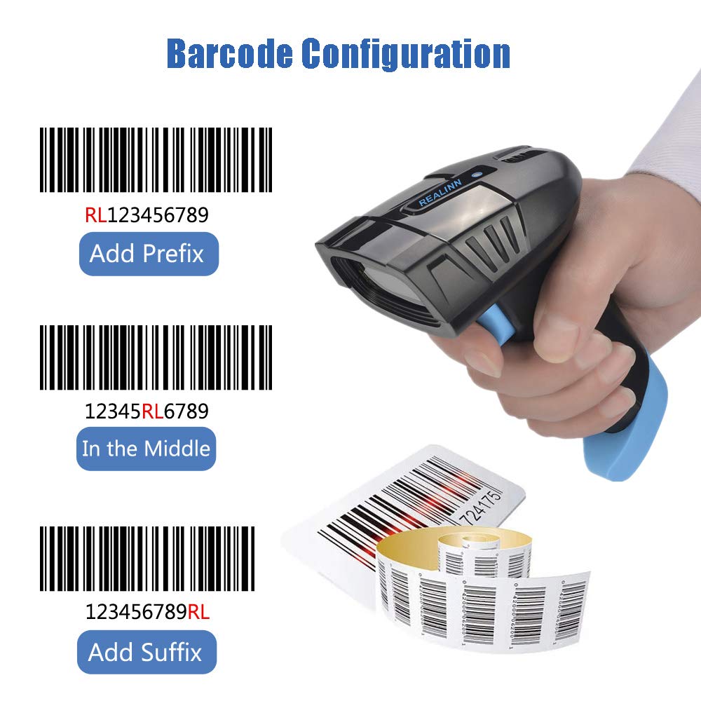 Snapklik.com : REALINN Barcode Scanner Cordless 1D Laser Handheld ...
