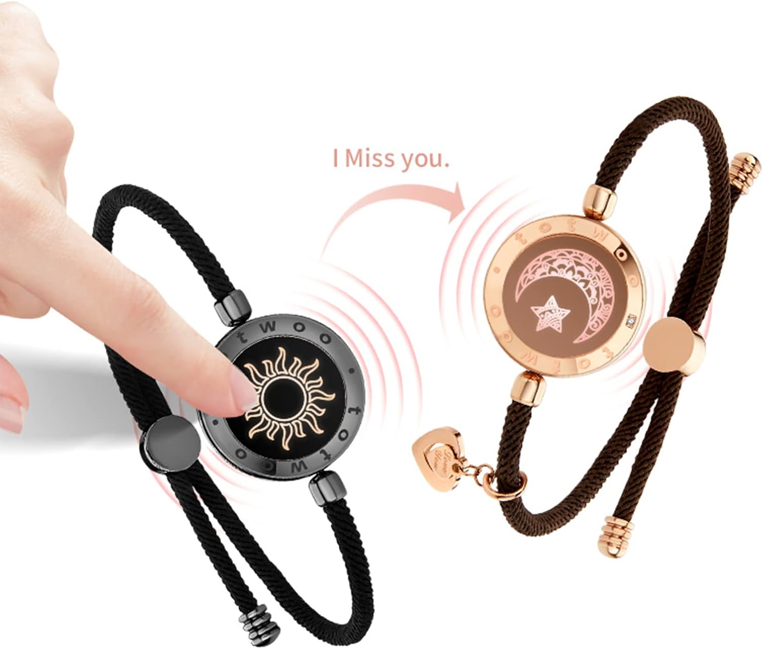 Totwoo Long Distance Touch Bracelets For Couples Vibration Light Up