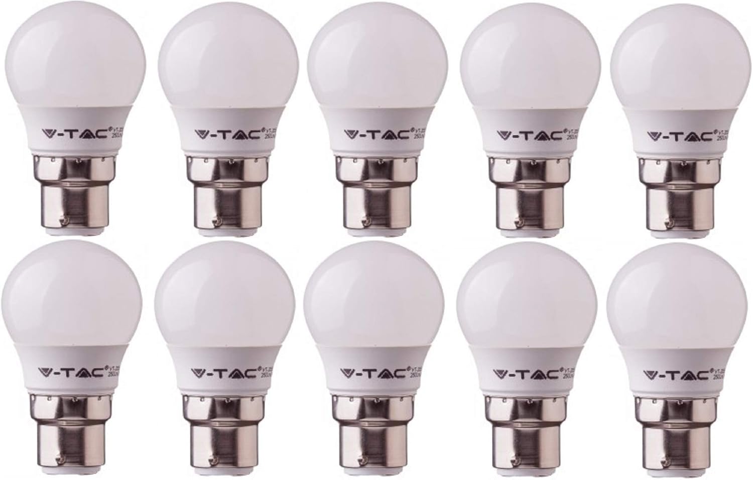V-Tac LED 3w G45 Golf Ball Bulbs - PACK OF 10 - B22 / BC / Bayonet Cap ...