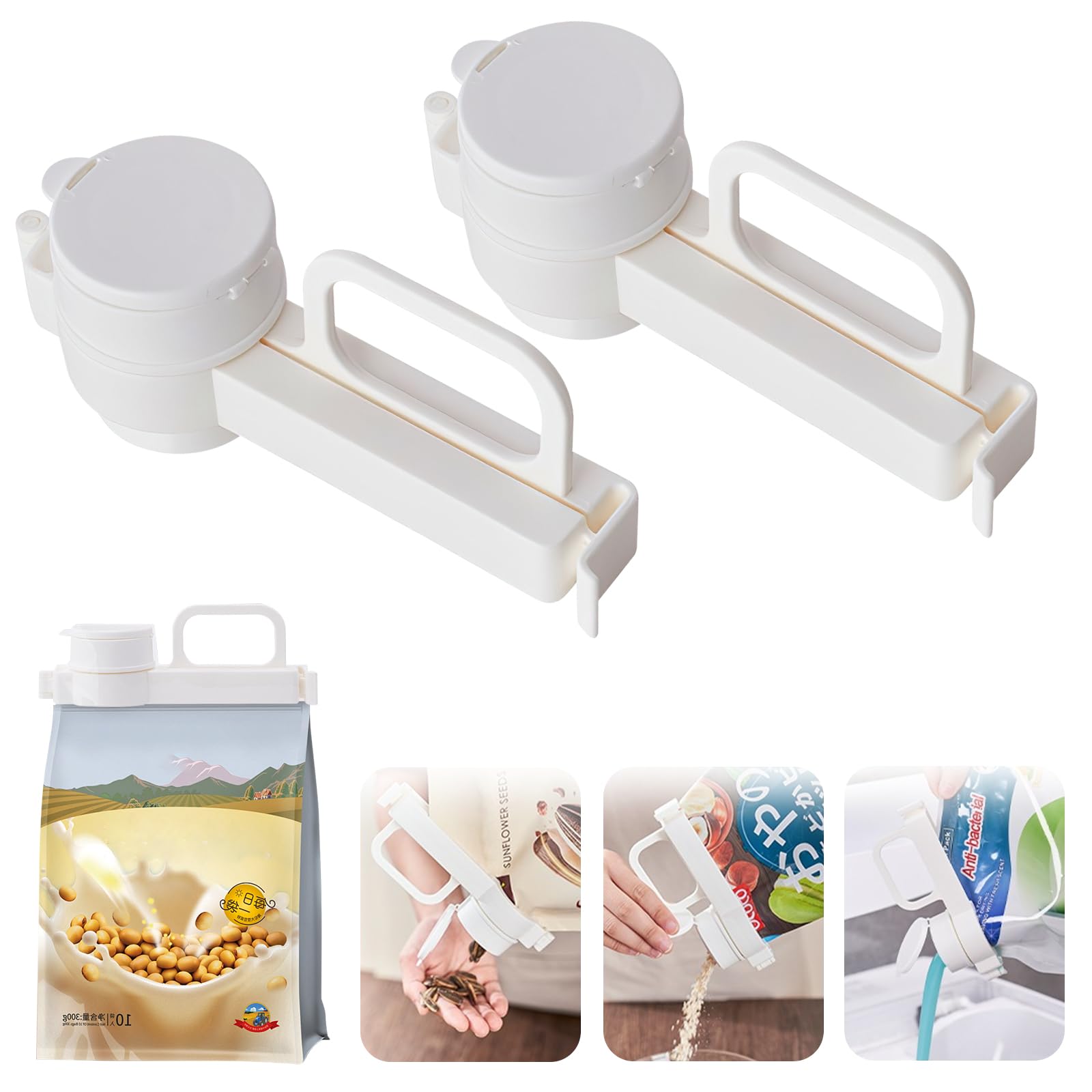 Amazon.com: Food Bag Sealing Clip with Pour Spout, Bag Clips for Food ...
