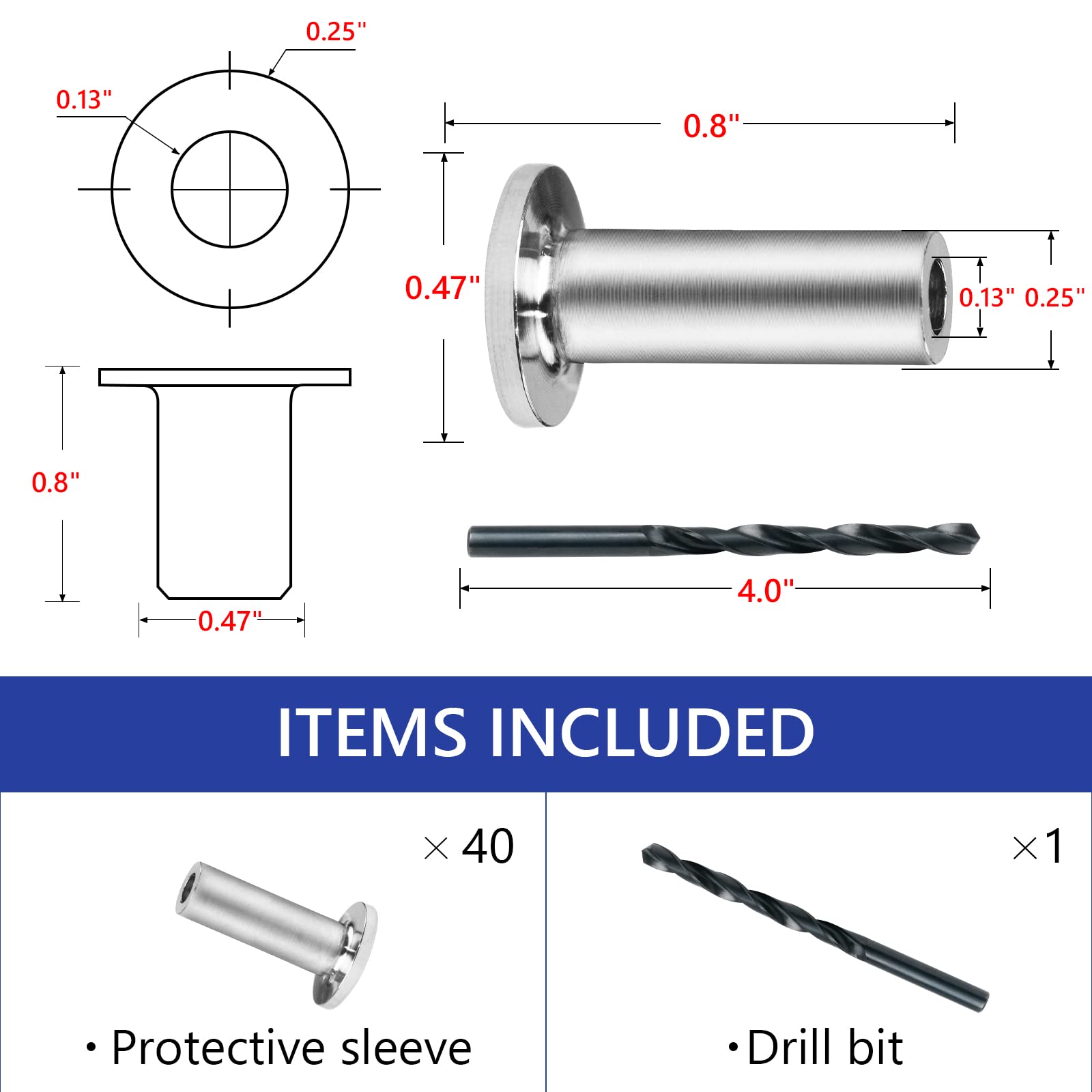 Snapklik.com : Pluden 40 Pack Stainless Steel Protector Sleeves Cable ...