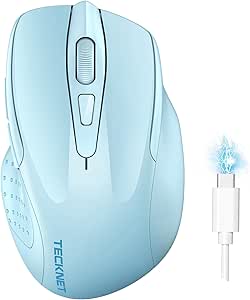 TECKNET Bluetooth Mouse, Rechargeable Bluetooth Wireless Mouse(Tri-Mode ...