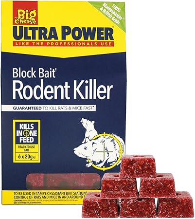 The Big Cheese Ultra Power Rat Poison (6 x 20 g) - Rodent Killer, Rat ...