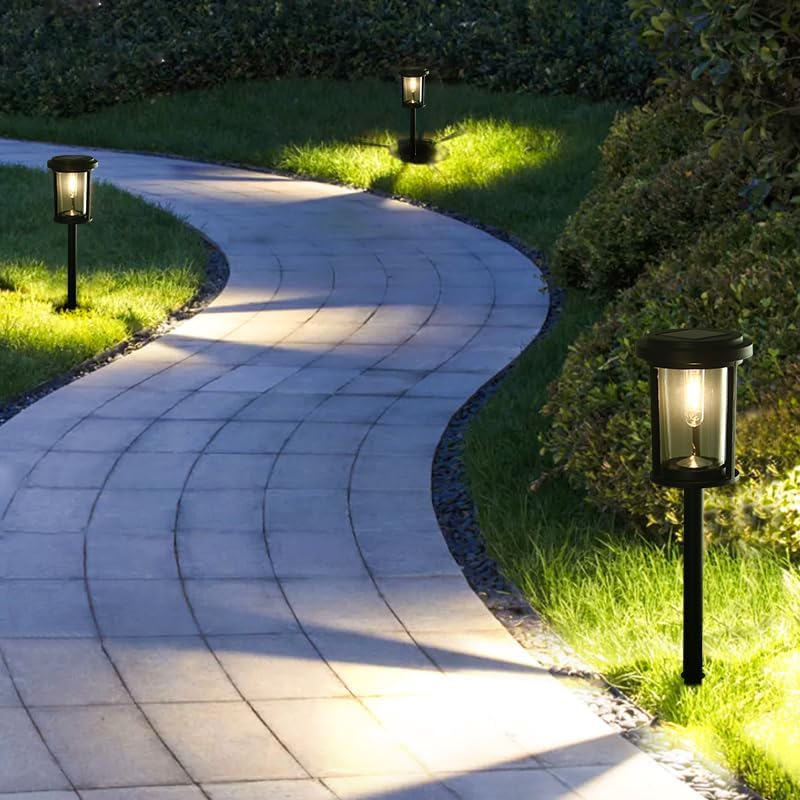 JeeYee Solar Pathway Lights Outdoor Waterproof, 2 Pack Warm White Solar ...