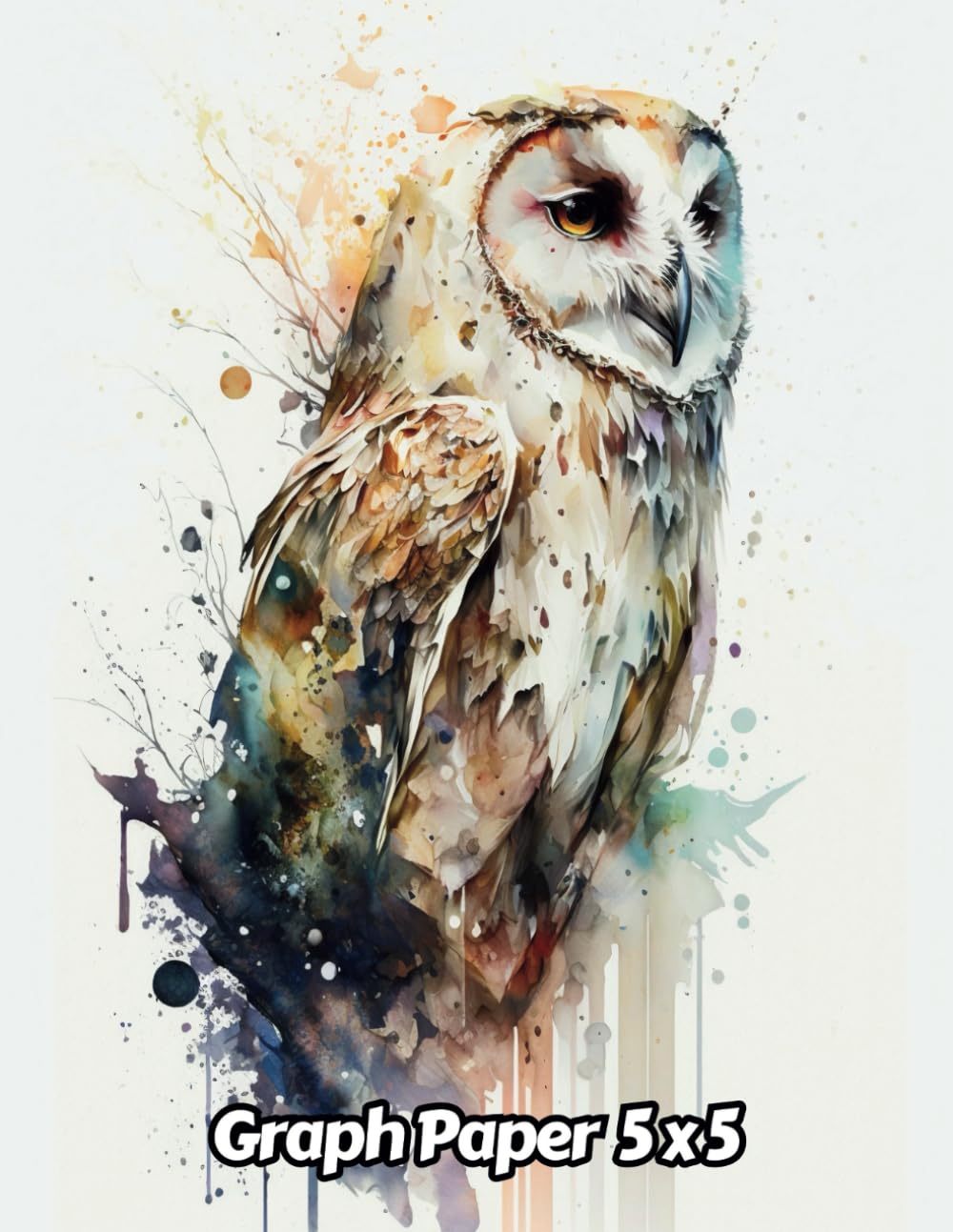 Watercolor Owl Graph Paper 5x5: 5 Squares per Inch Grid Paper | Gift ...