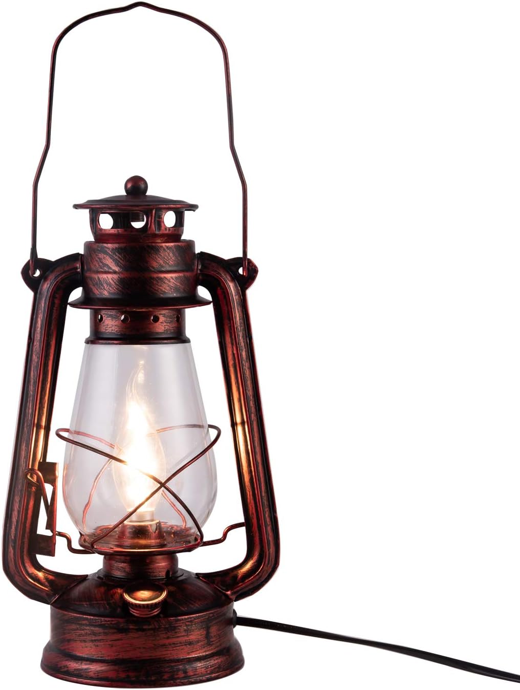 NOXARTE Rustic Table Lamp Lantern Bedside Night Light Plug in Indoor ...