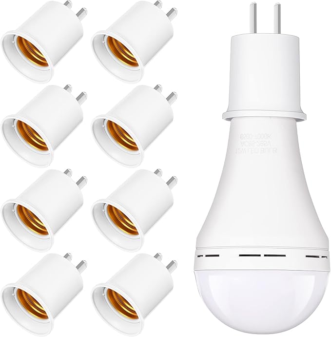 8 Pcs E26/E27 light socket to plug adapter Converts Outlet to Lamp ...