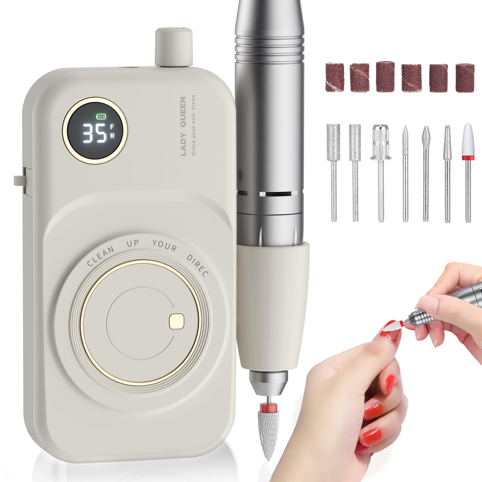 Amazon.com: Portable Nail Drill Electric File: 35000RPM Professional ...
