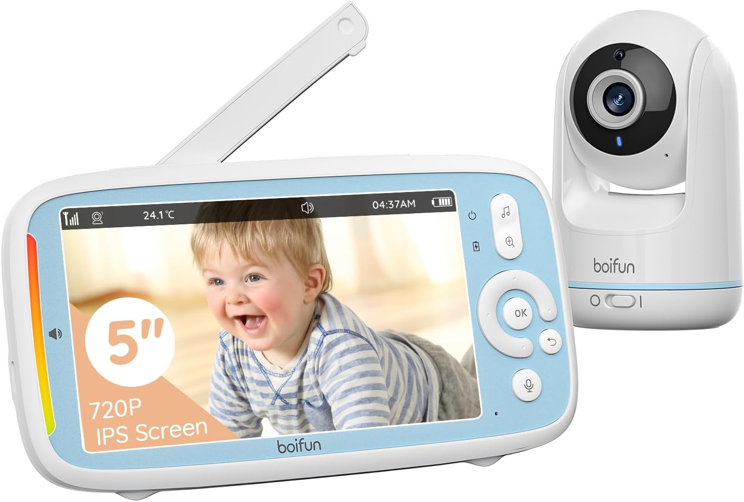 Amazon.com: BOIFUN 5" Video Baby Monitor, Non-WiFi Needed Baby Monitor ...