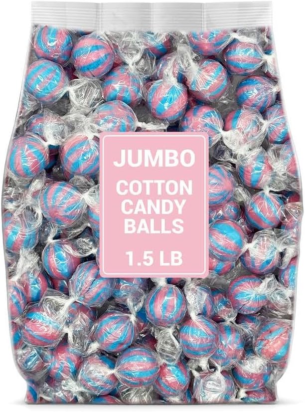 Amazon.com : Munchique Jumbo Cotton Candy Balls – Individually Wrapped ...