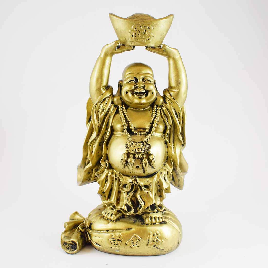 Handmade Golden Huge Size Laughing Buddha Statue On Treasure Bag ...
