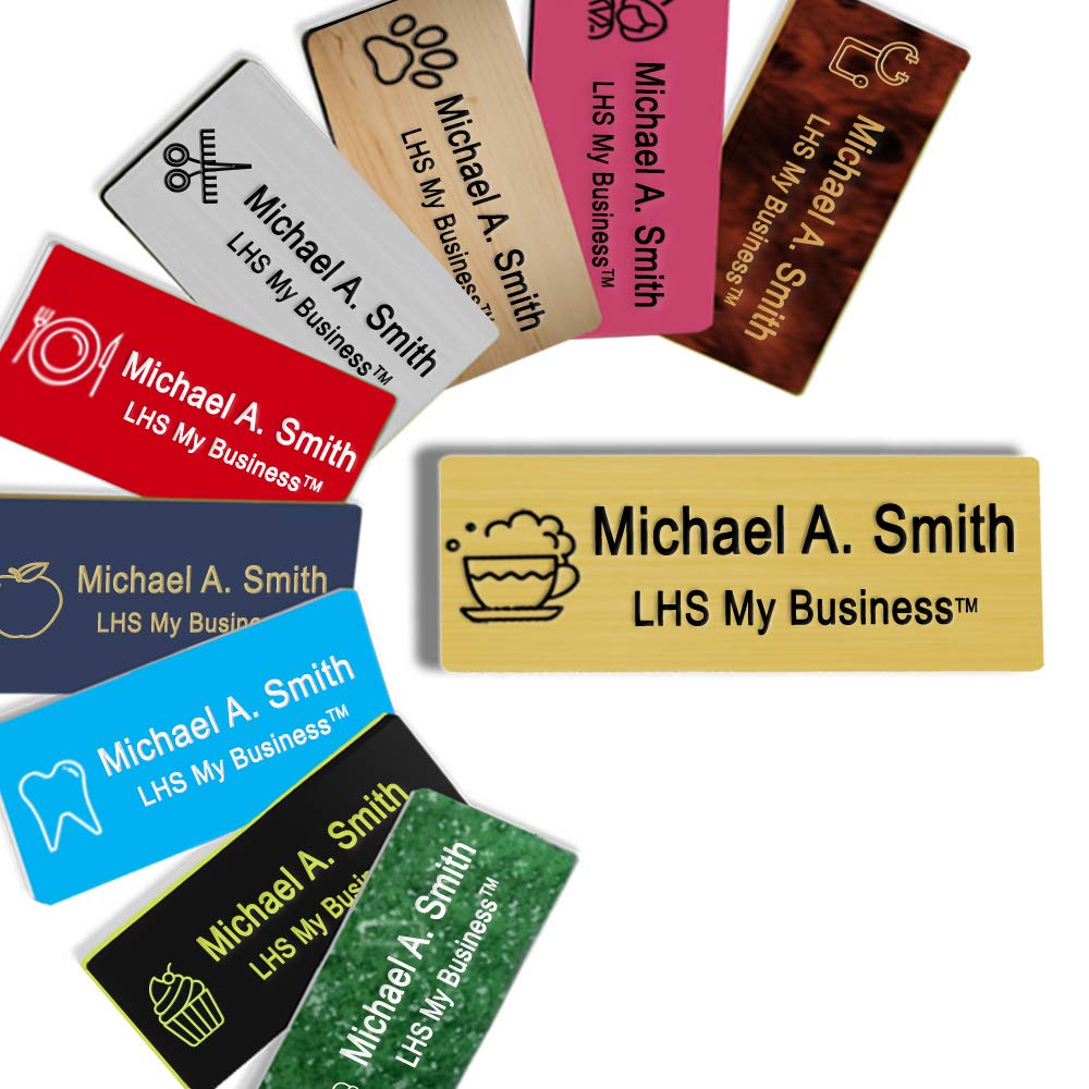 Amazon.com : LHS My Business | Name Tags - Custom Engraved Brushed ...