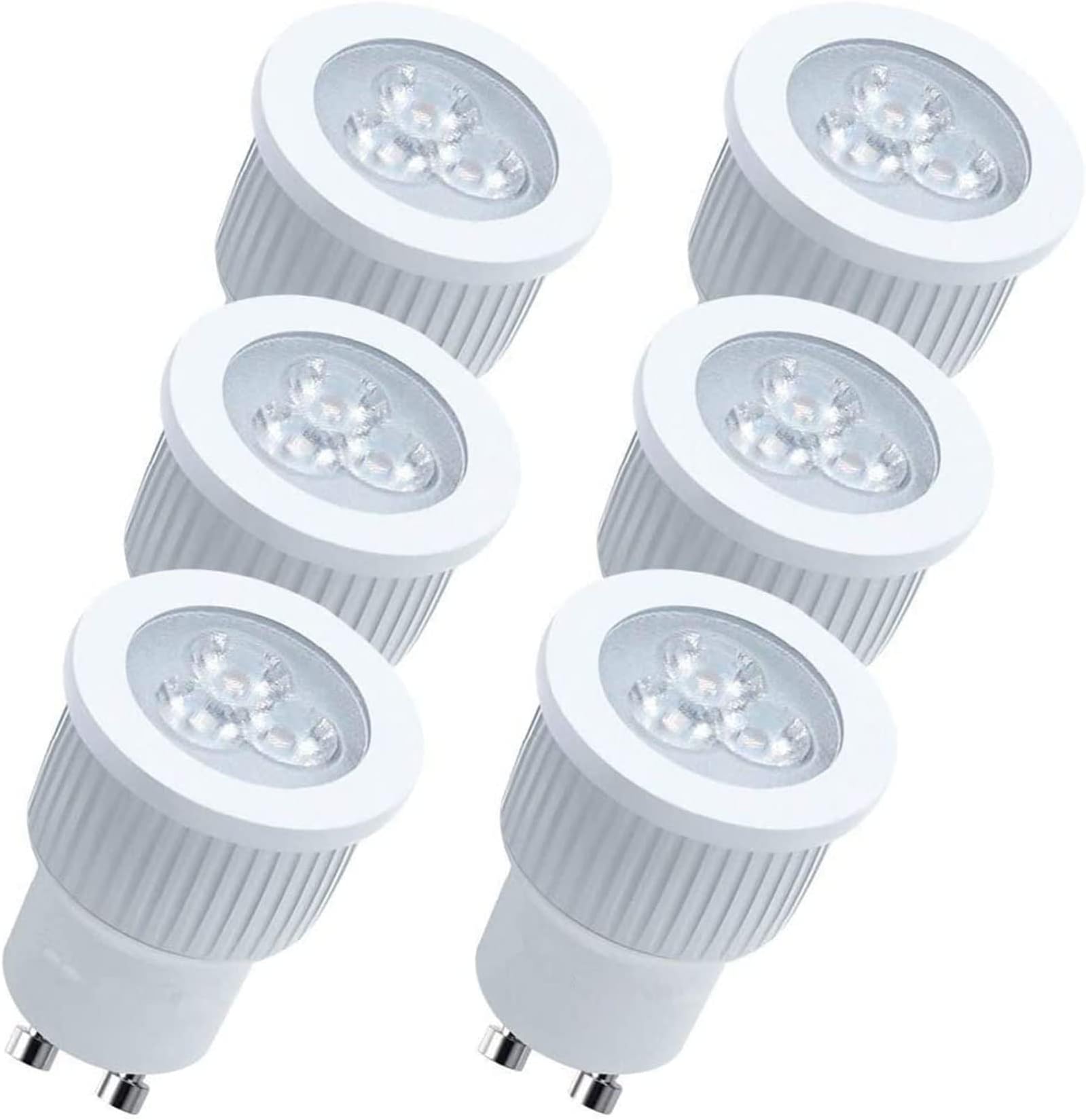 Edearkar 3W GU10 LED Light Bulbs (6 Pack) 35W Halogen Replacement 3000K ...