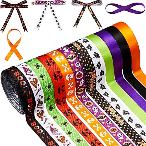 Amazon.com: 40 Yards 8 Rolls Halloween Ribbon for Crafts, Gift Wrapping ...
