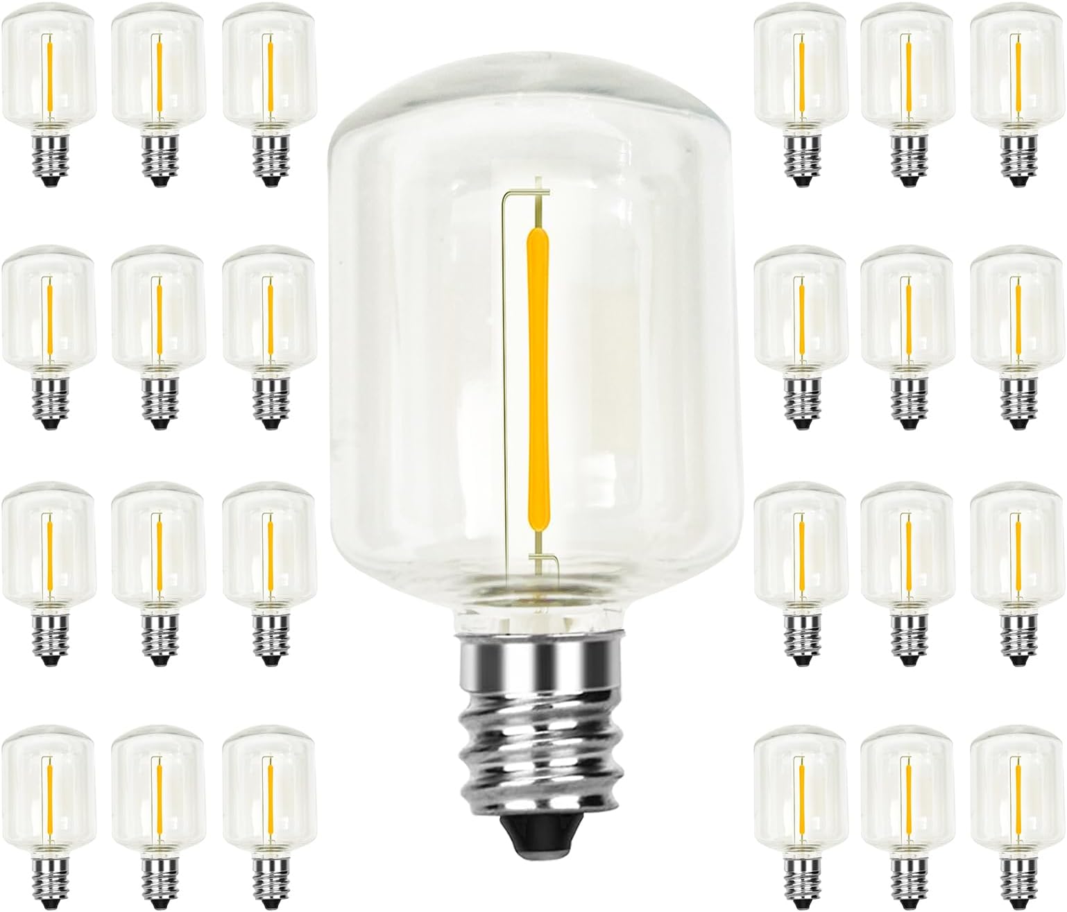 C7 Replacement LED Light Bulbs, 25 Pack Clear Square Bulb fits E12 C7 ...