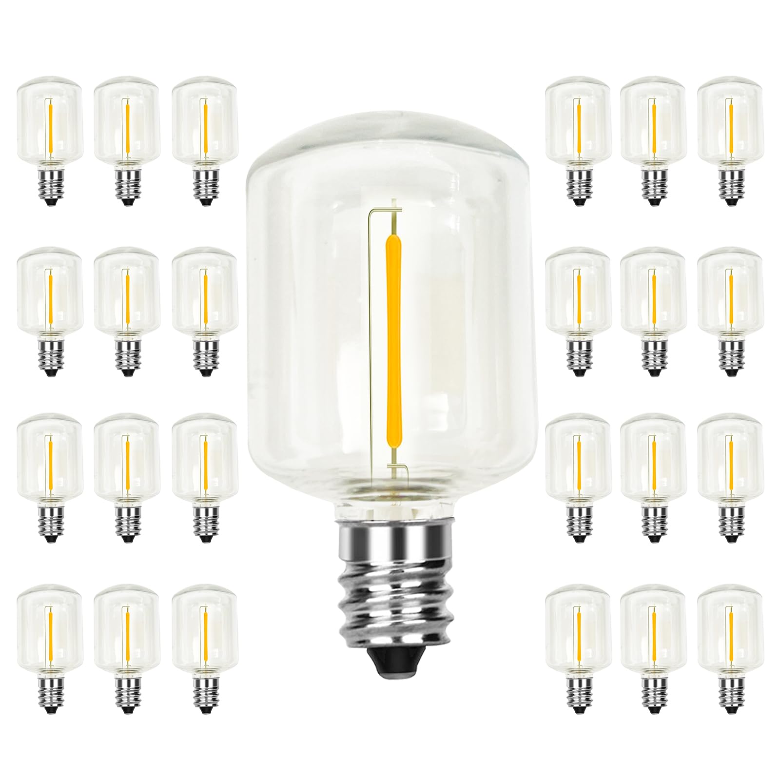 C7 Replacement LED Light Bulbs, 25 Pack Clear Square Bulb fits E12 C7 ...