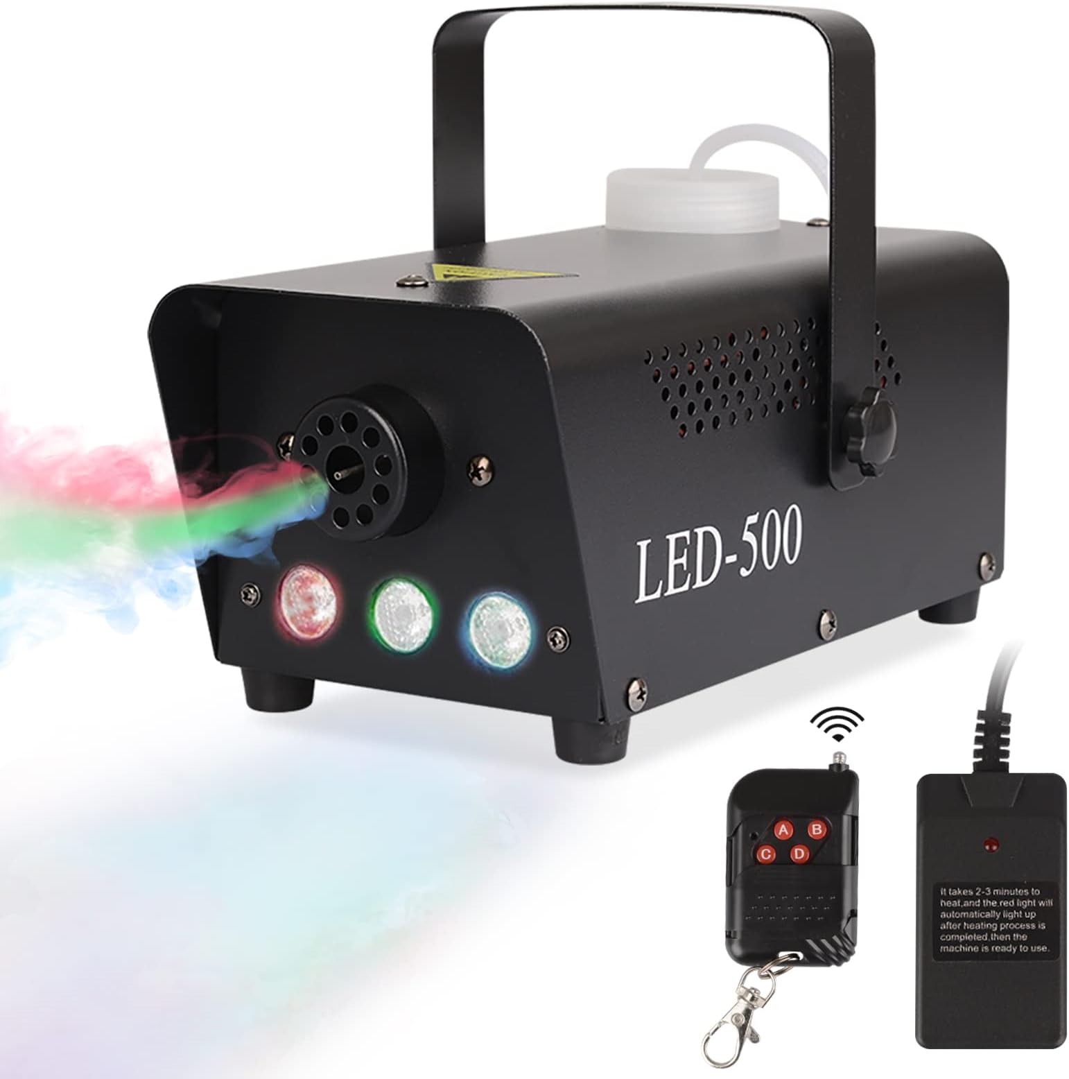 VOLKWELL 500W Smoke Fog Machine with LED Stage Lights Effect ...