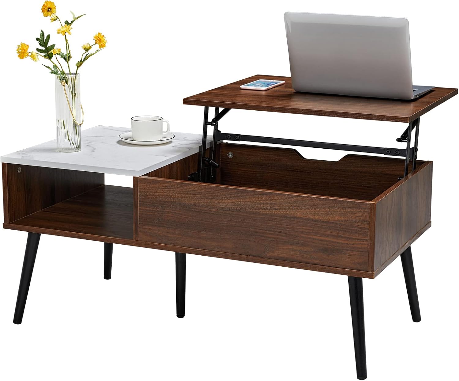 Amazon.com: Lift Top Coffee Table - Marble Texture Tea Table with ...